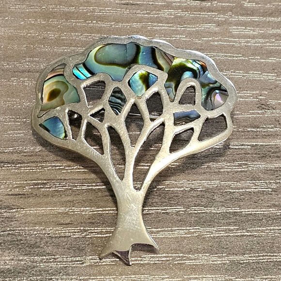 alpaca | Jewelry | Vintage Alpaca Silver Abalone Tree Brooch Made In ...